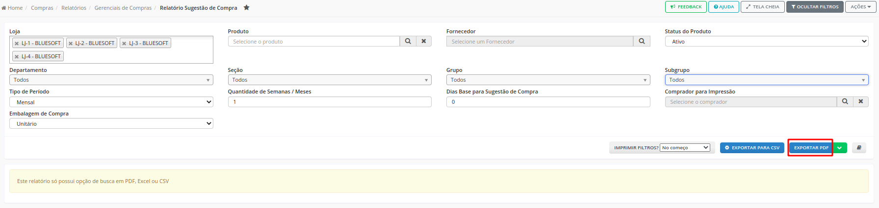 Relatório Sugestão de Compra - Central de Ajuda da Bluesoft