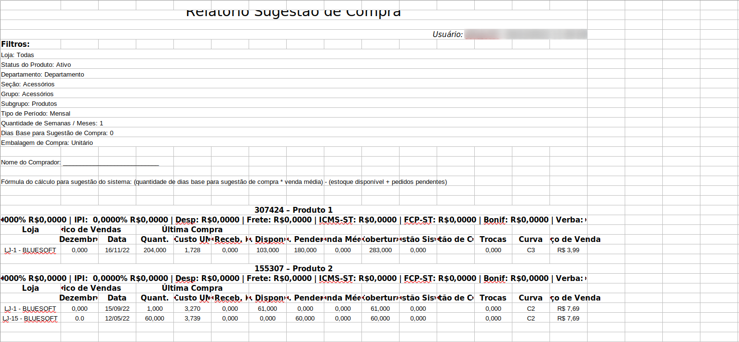 Relatório Sugestão de Compra - Central de Ajuda da Bluesoft