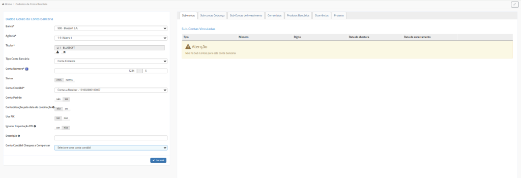 [Melhoria] Financeiro: Contas Bancárias – Configurar Conta Contábil ...