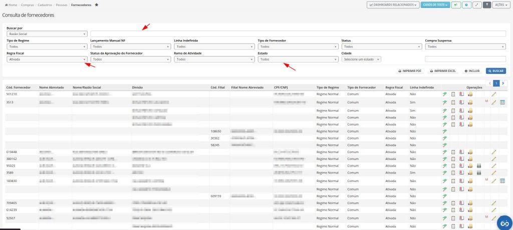 [Melhoria] Compras: Cadastro de Fornecedores – Consulta por Estado e ...